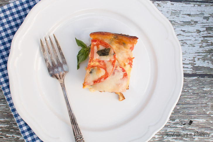 Tomato, Basil, and Mozzarella Egg Bake (Strata) - Sustaining the Powers